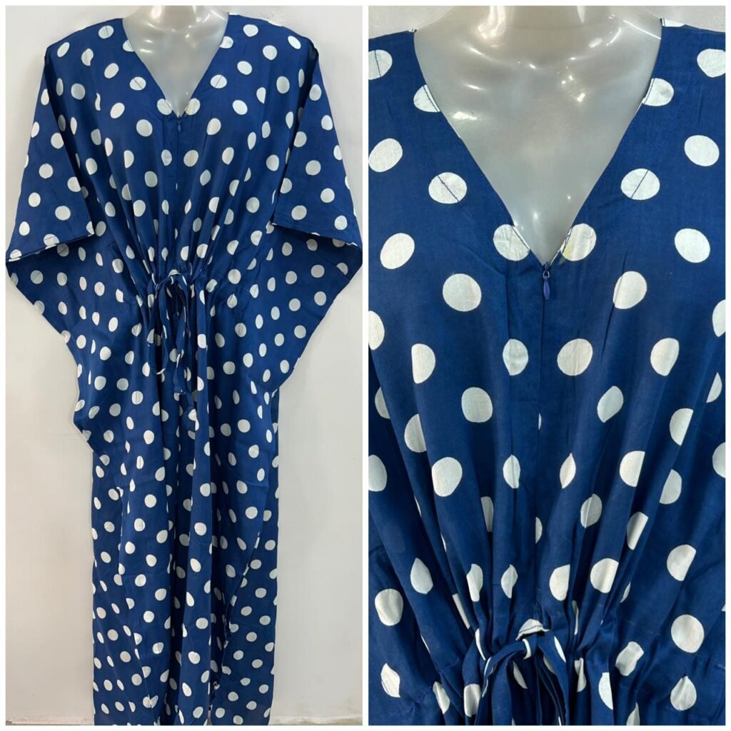 Dark Blue shade Polka Dot Print Rayon Maternity Kaftan – Rayon House ...